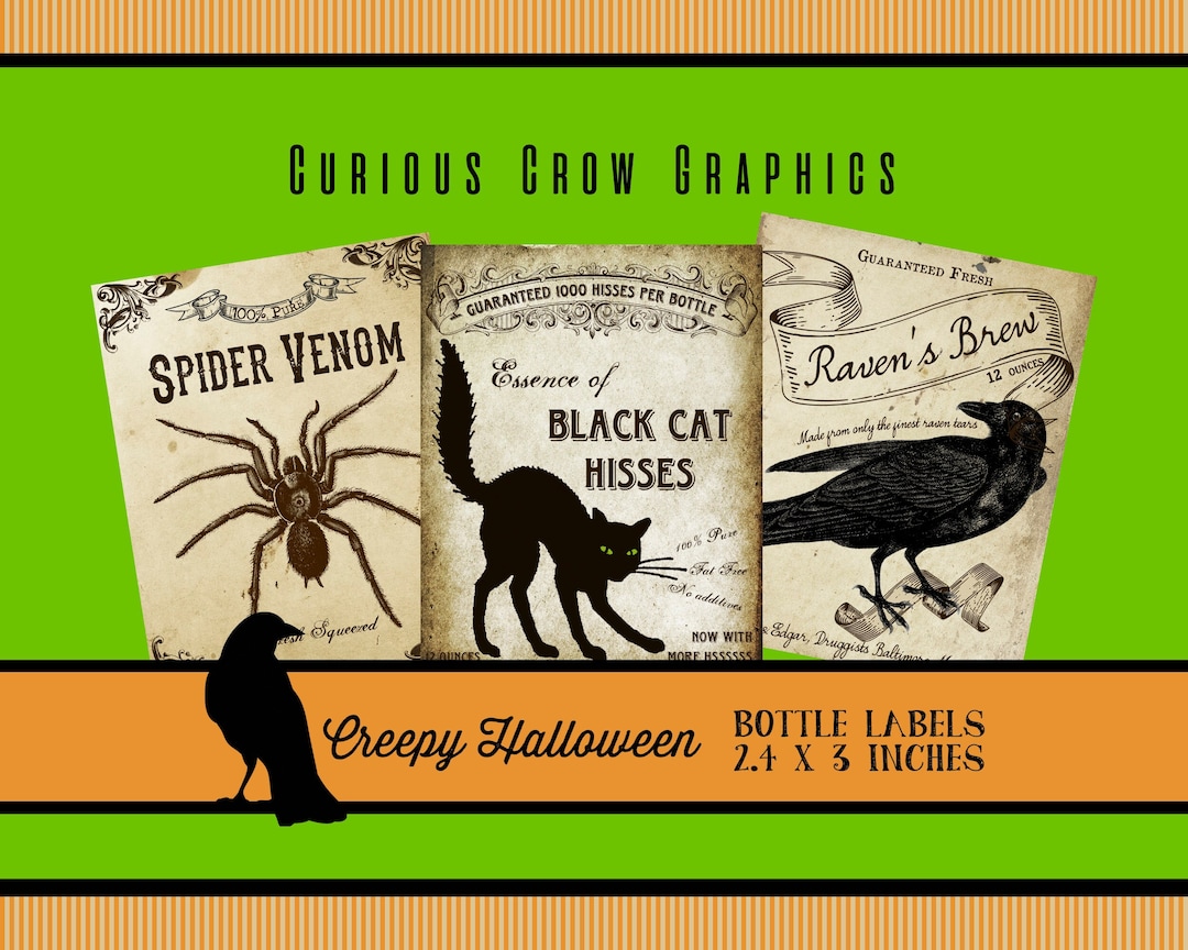 Creepy Halloween Bottle Labels 2.4 X 3 Digital - Etsy