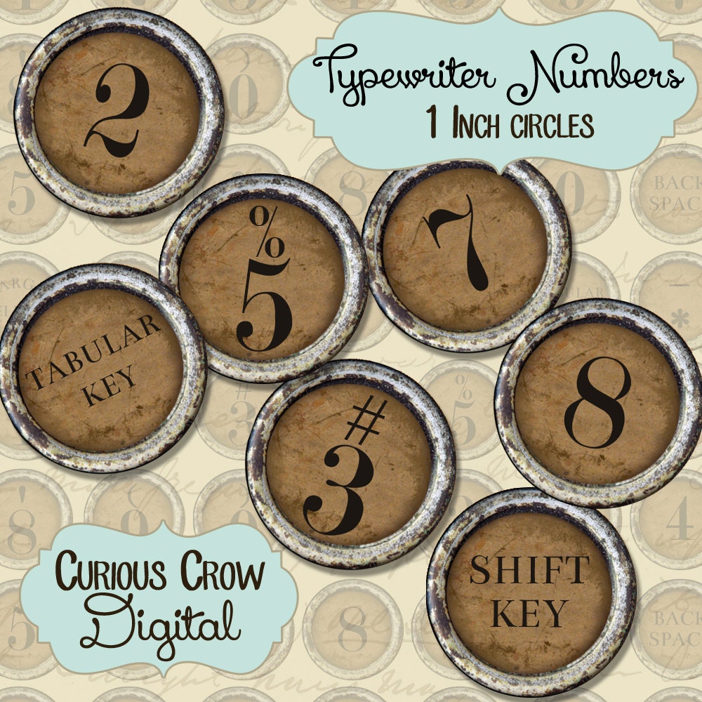 Vintage Typewriter Keys Number and Symbols 1 Inch 25mm Circle | Etsy