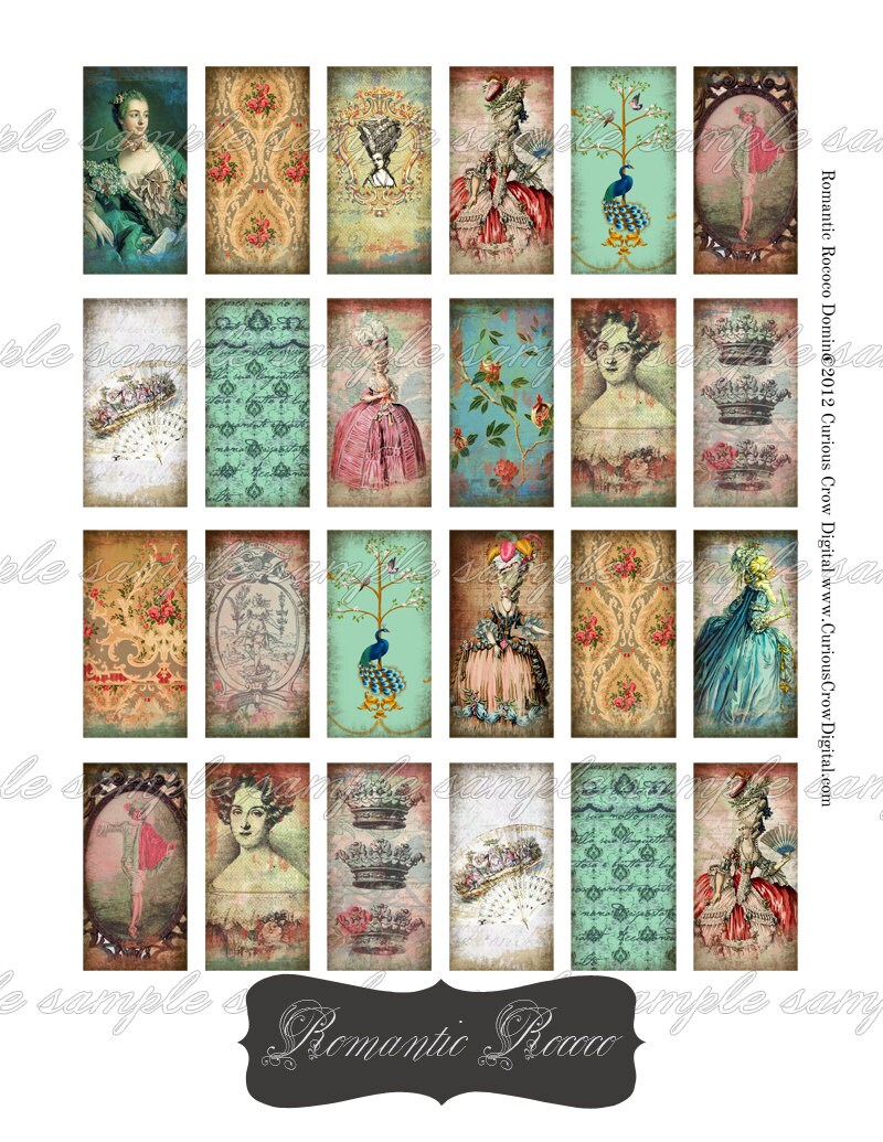 Romantic Rococo 1 X 2 Inch Domino Digital Collage Sheet - Etsy