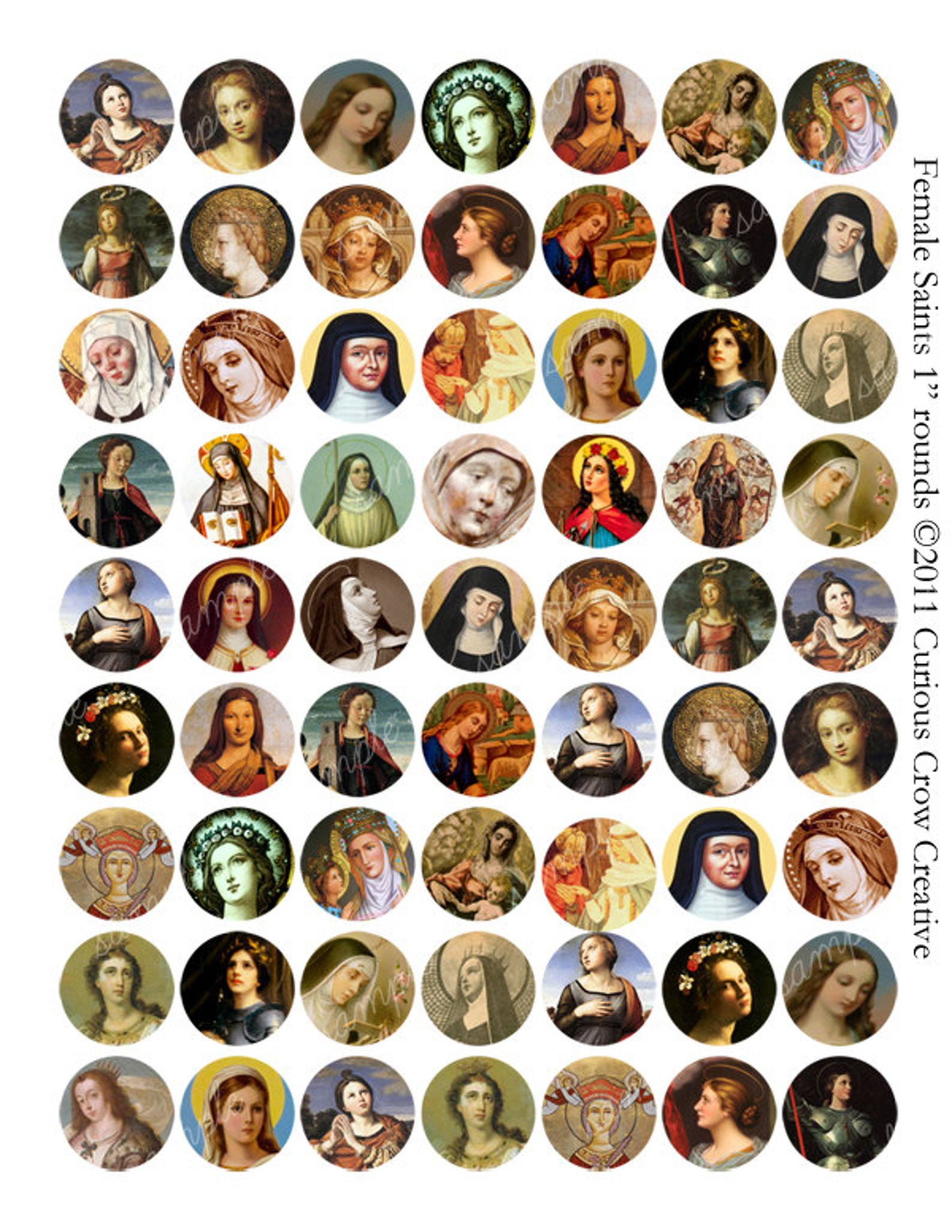 Female Saints 1 Inch (25mm) Circle Rounds Digital Collage Sheet ...