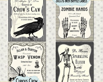 Halloween Apothecary Labels Digital Collage Sheet Bottle | Etsy