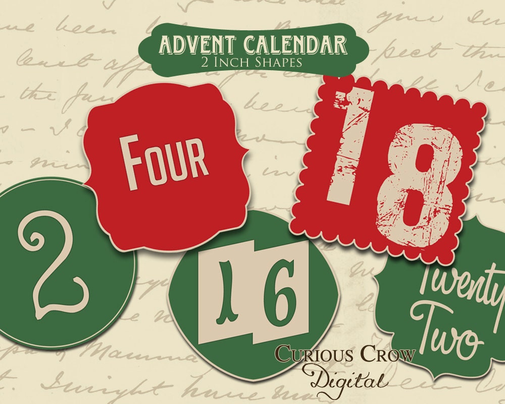 Christmas Advent Calendar Digital Collage Sheets INSTANT Printable ...