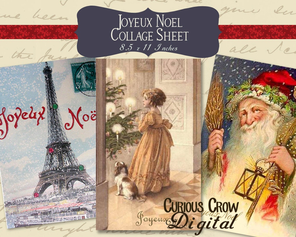 Joyeux Noel French Christmas Clip Art Digital Collage Sheet INSTANT ...
