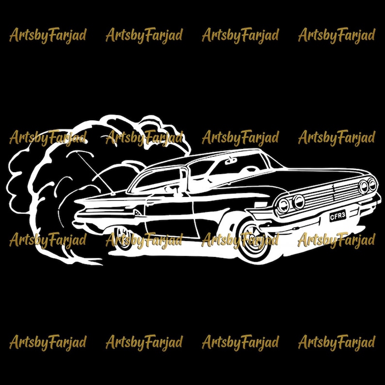 Lowrider Classic Car PNG - Muscle Car Burnout Sublimation - Minimalist ...