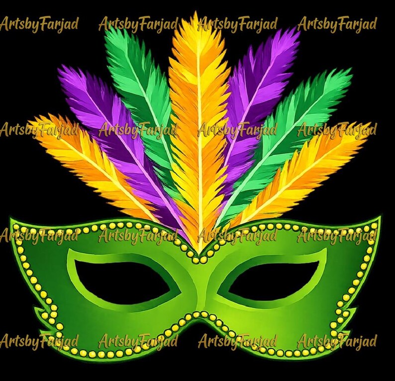 Masquerade Mask SVG, Mardi Gras Feathers PNG, New Orleans Carnival Mask ...