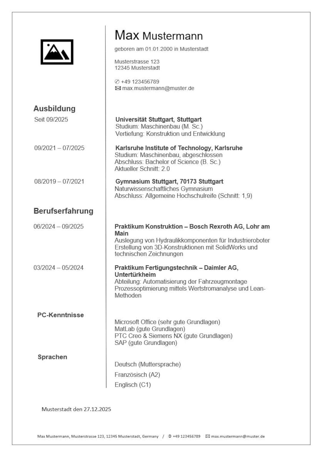 Mechanical Engineering CV Template | Modern CV Template | Editable Word ...