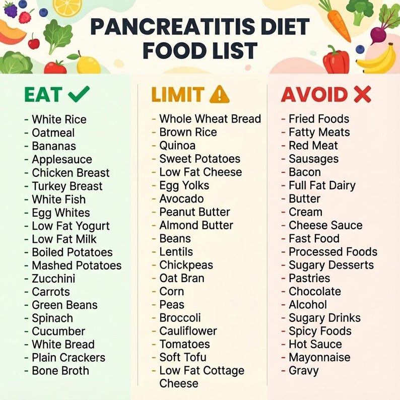 Pancreatitis Diet Food List, Pancreatitis Grocery List, Pancreatitis ...