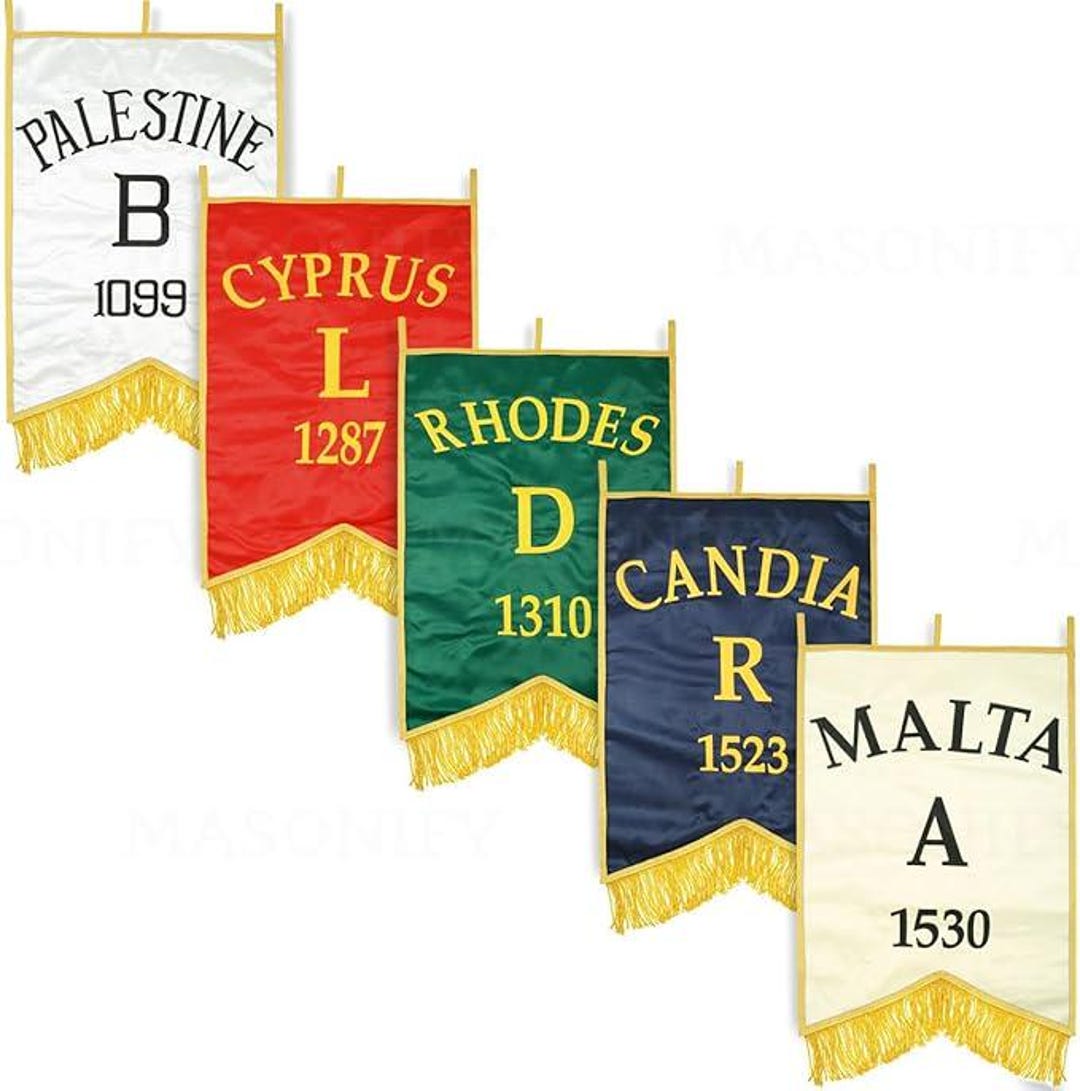 Masonic Order of Malta Station Banners Set of 5 Premium Satin Machine ...