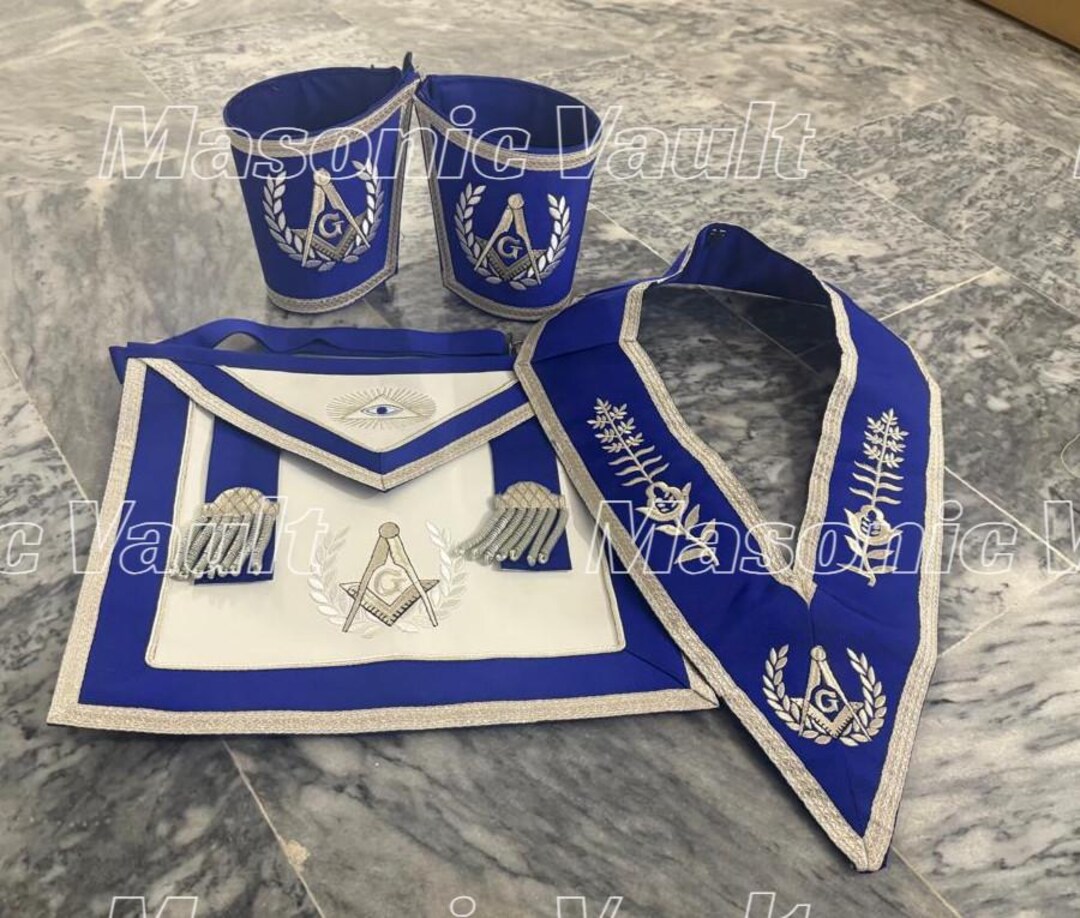 Masonic Regalia Blue Lodge Master Mason Embroidered Set of Apron ...