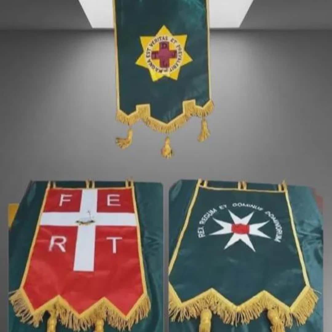 Masonic Mason Embroidered Masonic Red Cross Banner Set: Bullion Thread ...