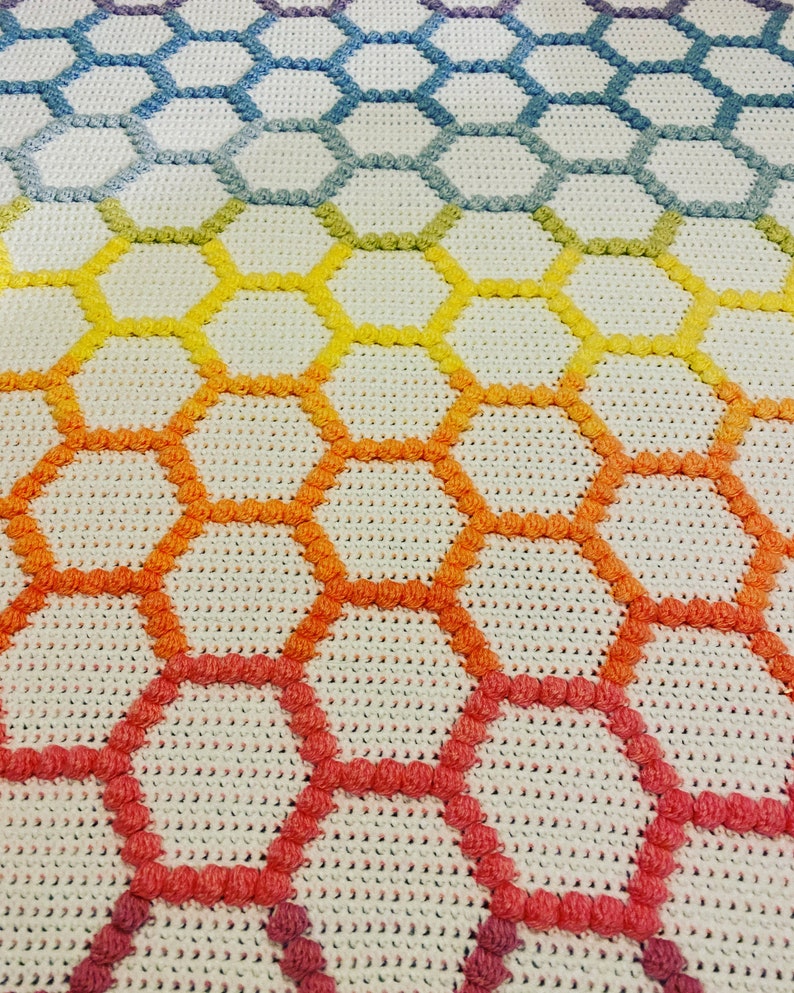Crochet Blanket Pattern Honeycomb Bobbles | Etsy