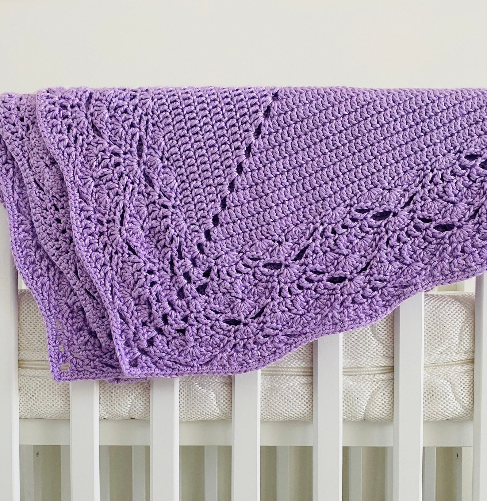 Crochet Baby Blanket Pattern With Lacy Edge - Etsy