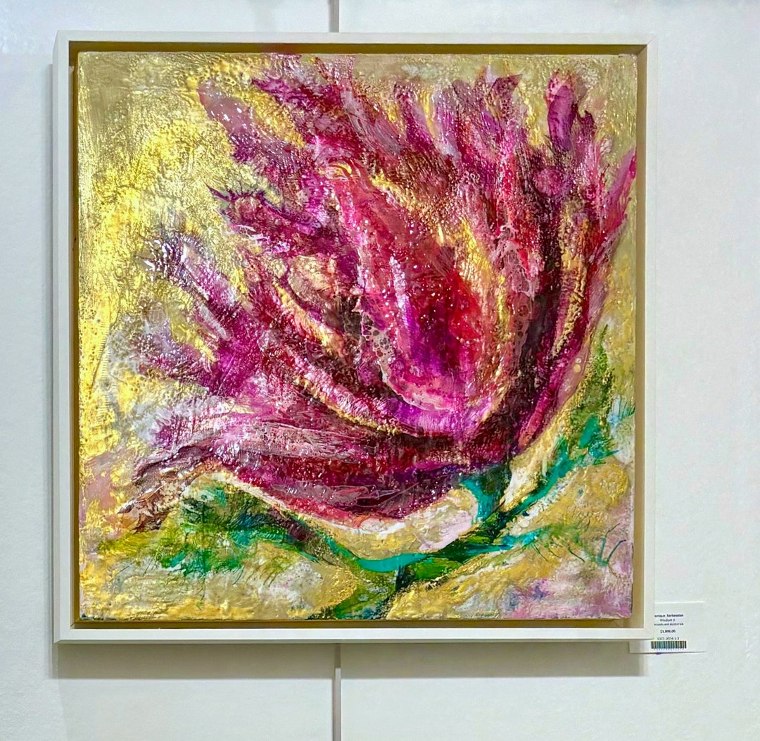 ALCOHOL INK ENCAUSTIC Wax Painting Inspiring Purple Magenta Encaustic ...