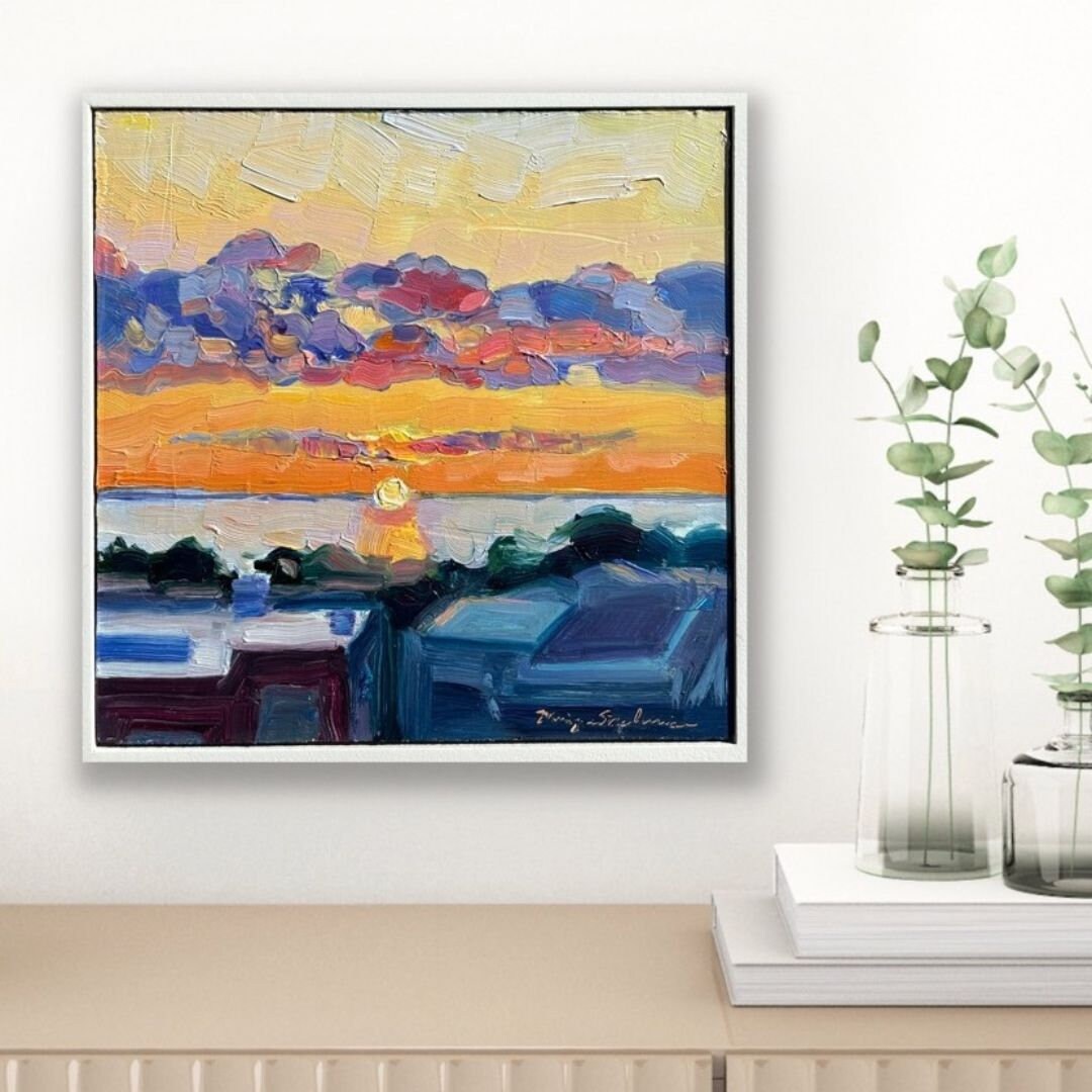 Lake Michigan Memories Sky Landscape Sunrise Oil Painting Impressionist ...