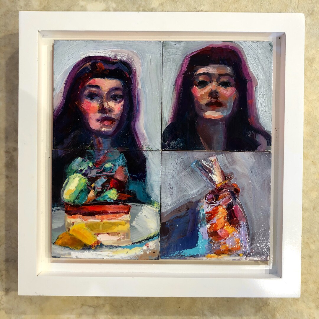 Original Oil Painting: "portrait of Monique With Macarons" 8x4 - Etsy