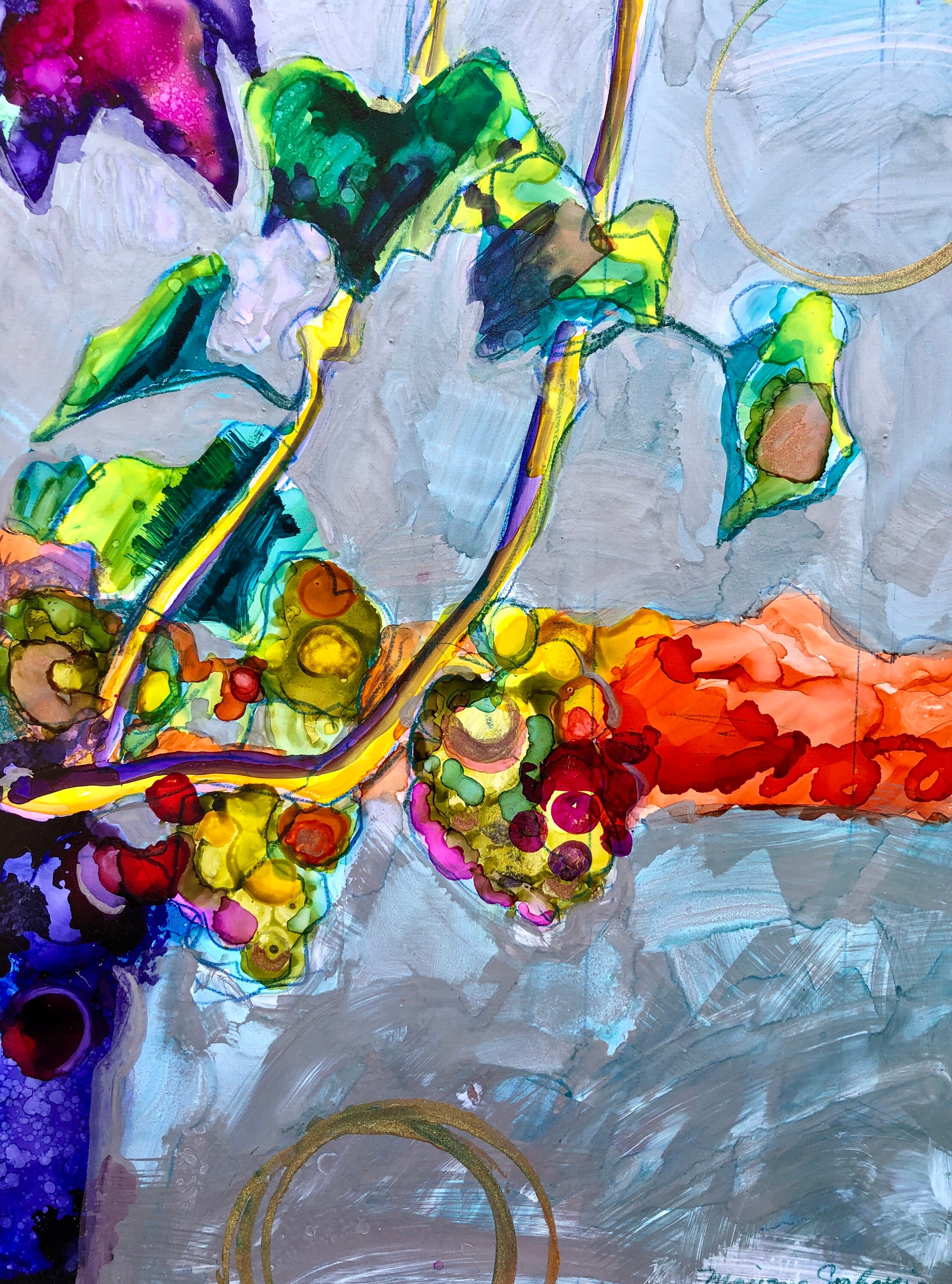 ALCOHOL INK VINEYARD Grapes Plein Air Painting Fruitful Vine - Etsy