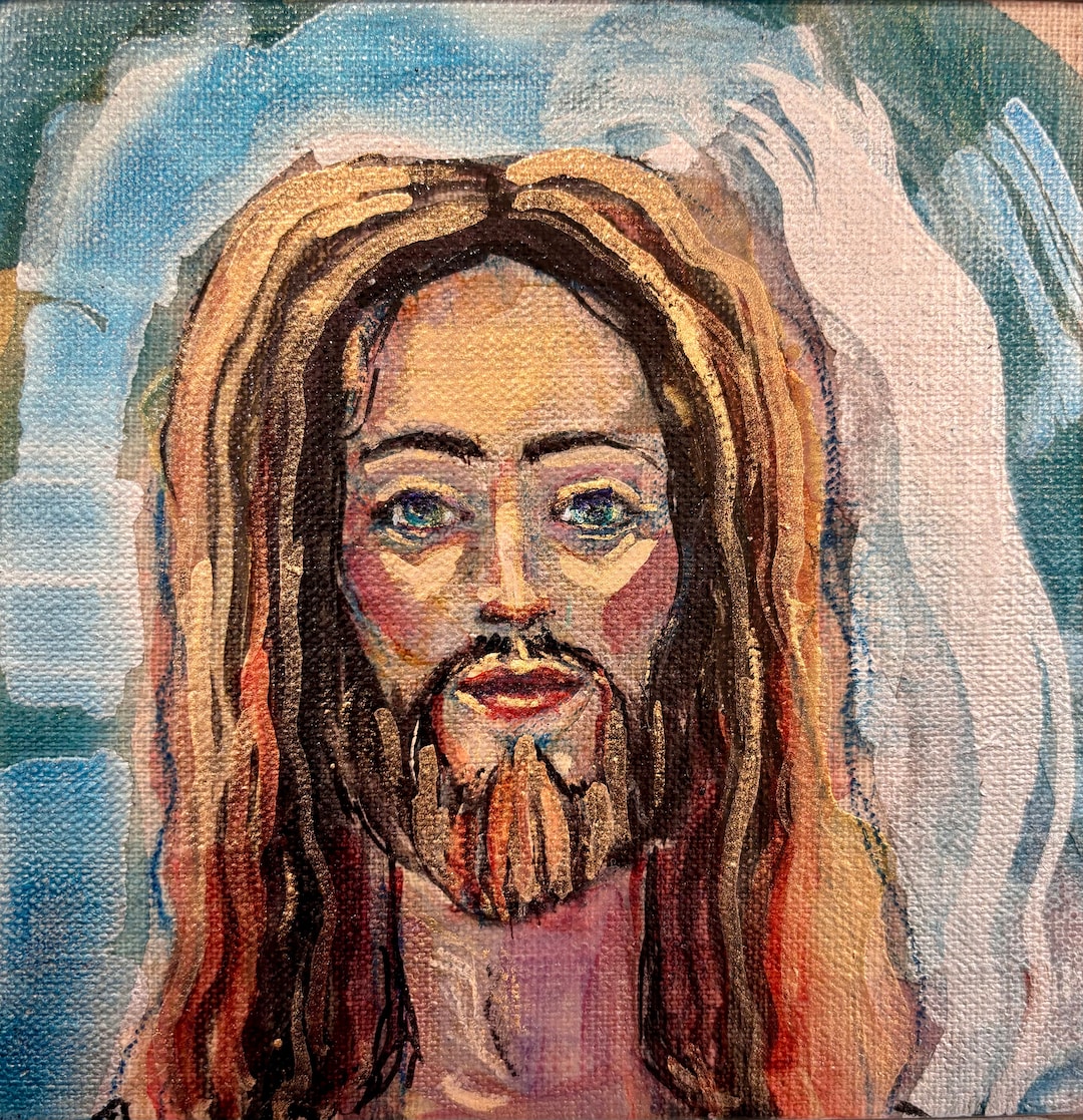 ABUNDANT Love Jesus Gold Hand Painting Linen Prophetic Art Alcohol Ink ...
