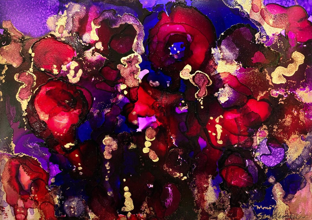 JESUS ART Purple Red Gold Abundant Royalty Prophetic Art Jesus Alcohol ...