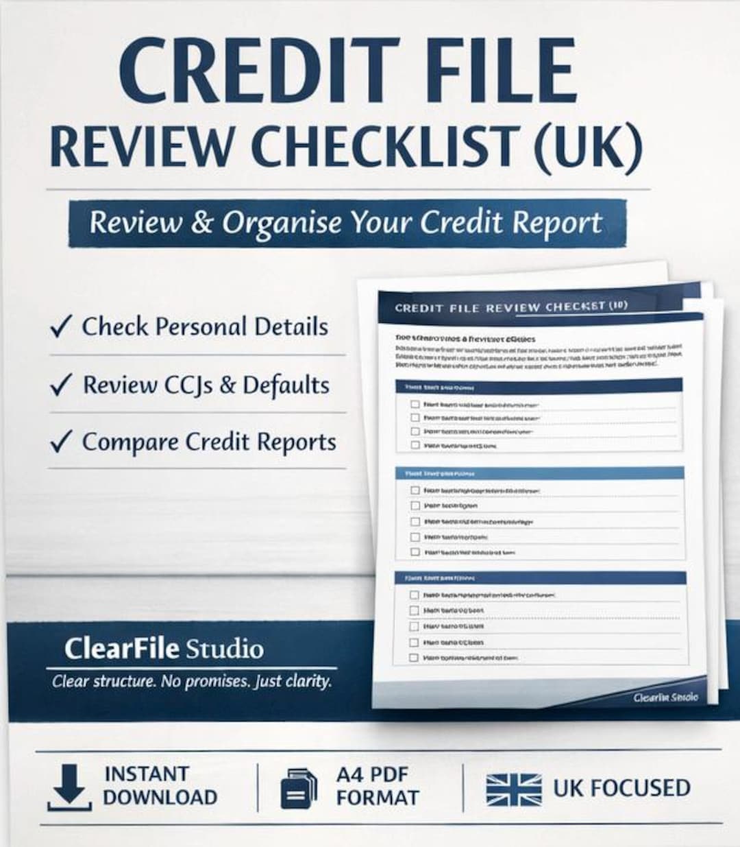 Credit File Review Checklist (UK) | Credit Report Organiser | CCJ ...
