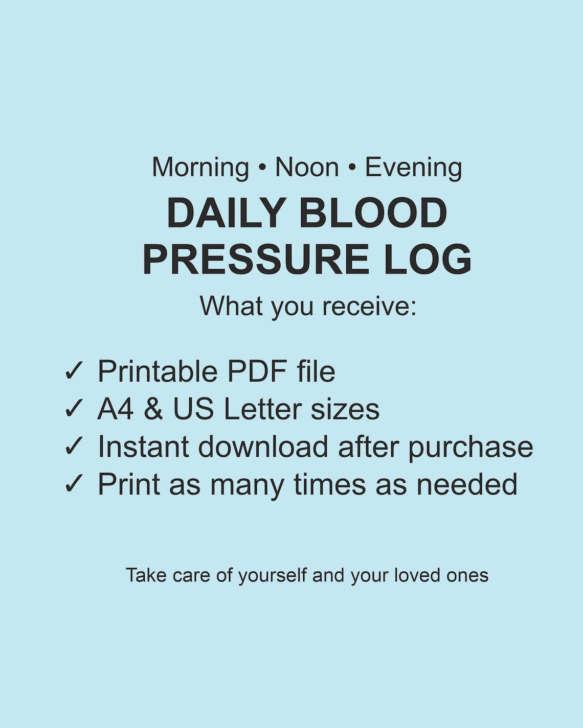 7-day Blood Pressure Log Printable, Morning Noon Evening BP Tracker ...