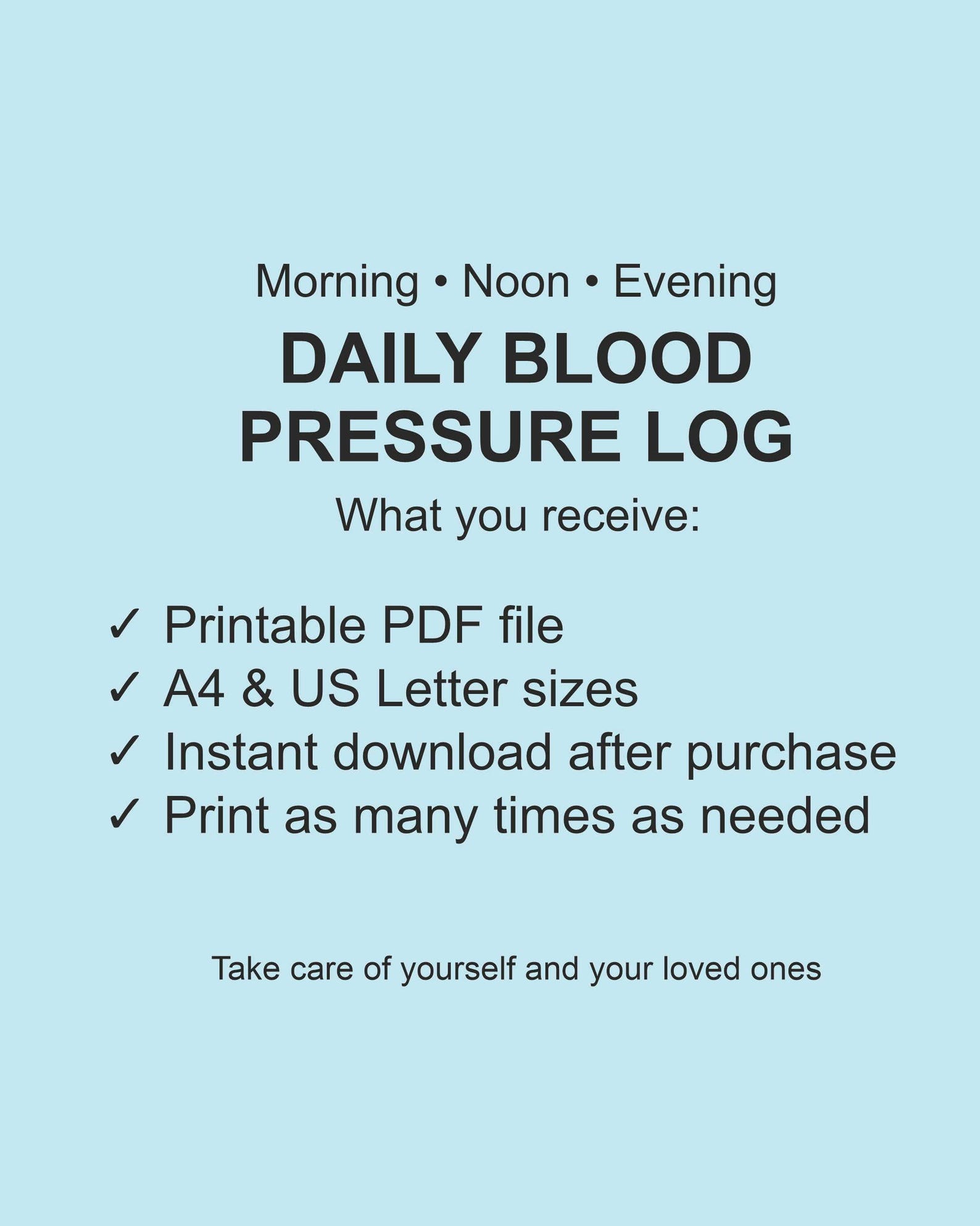 7-day Blood Pressure Log Printable, Morning Noon Evening BP Tracker ...