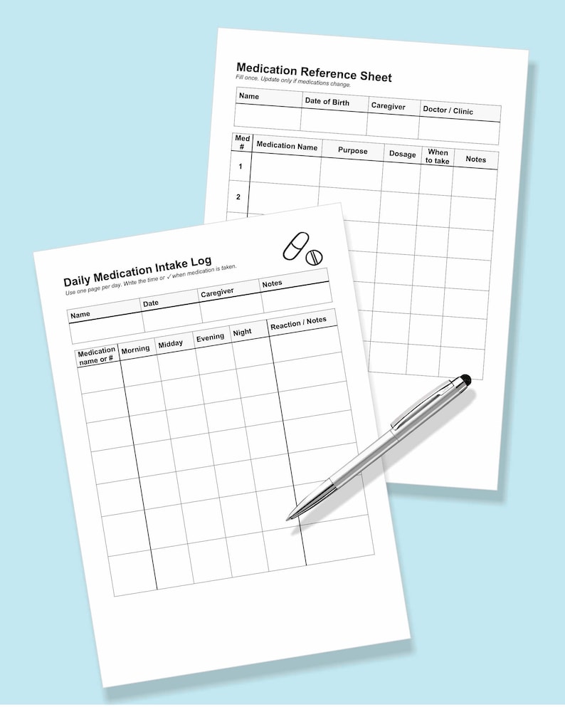 Daily Medication Intake Log Printable | Medication Tracker for Seniors ...
