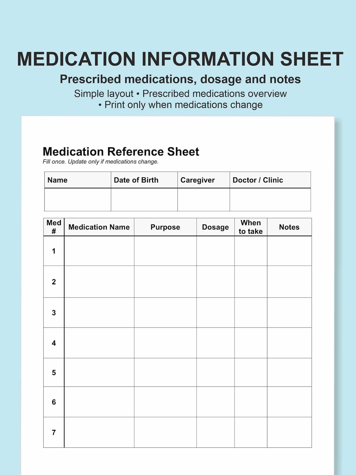 Daily Medication Intake Log Printable | Medication Tracker for Seniors ...