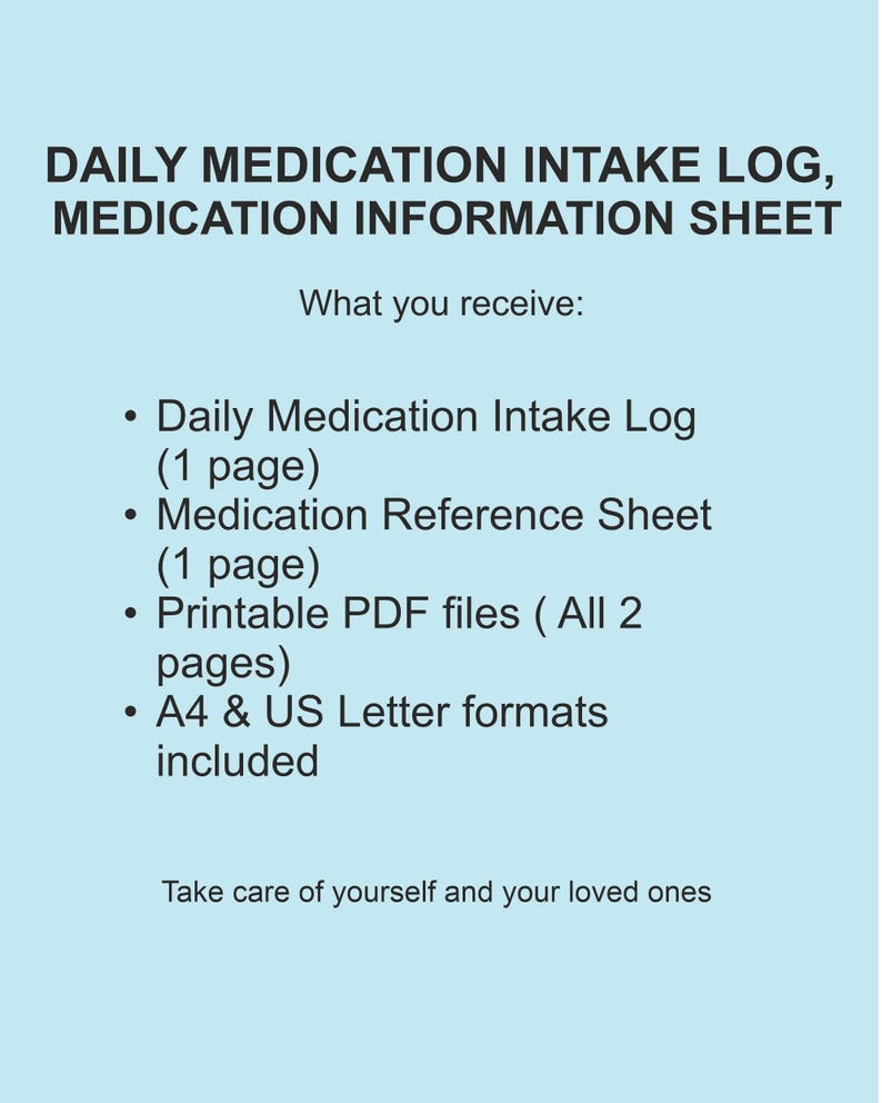 Daily Medication Intake Log Printable | Medication Tracker for Seniors ...