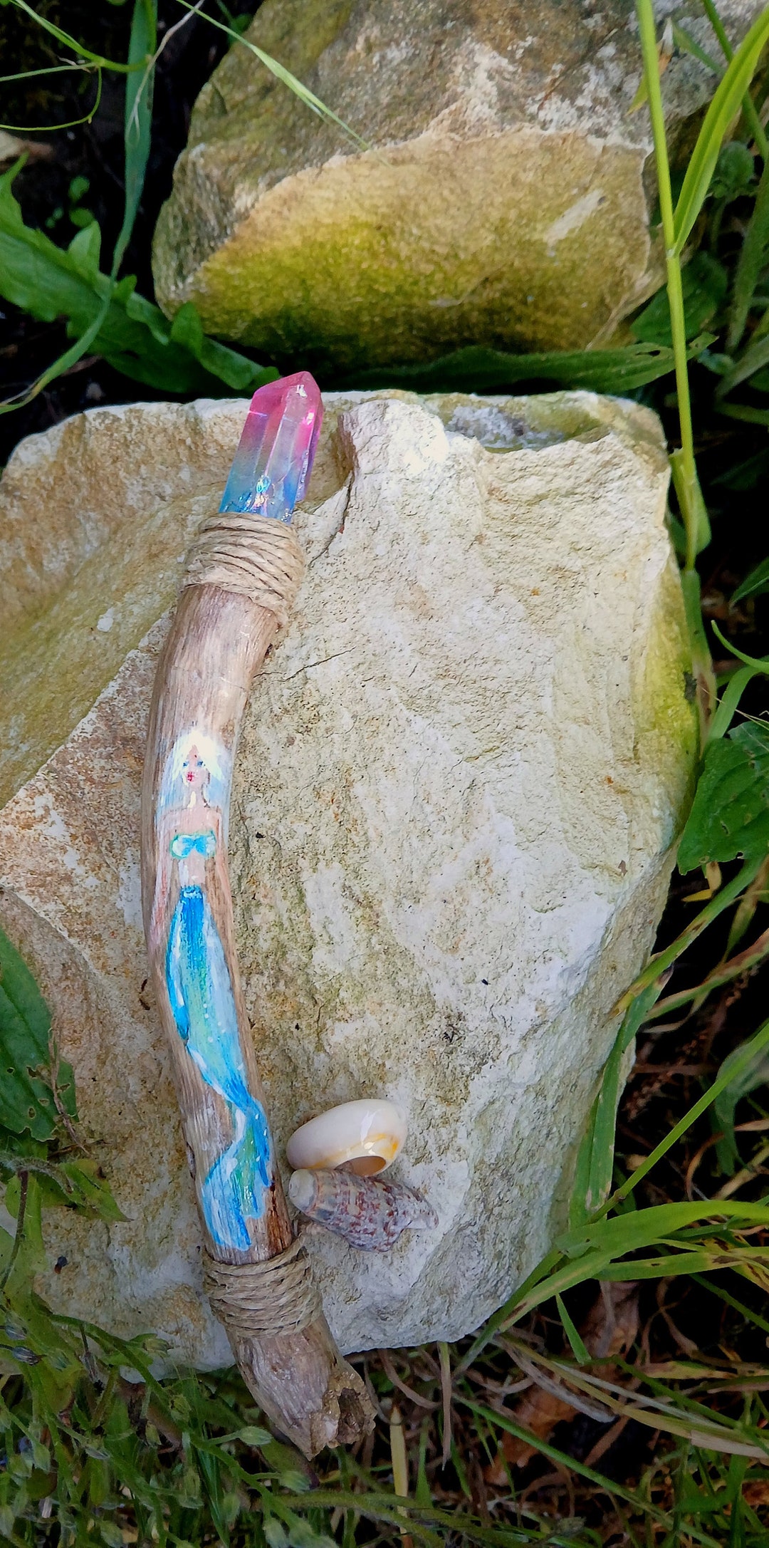 Ocean Goddess Yemaya Wand - Crystal Wand- Sea Magic, Pagan, Sea Witch ...