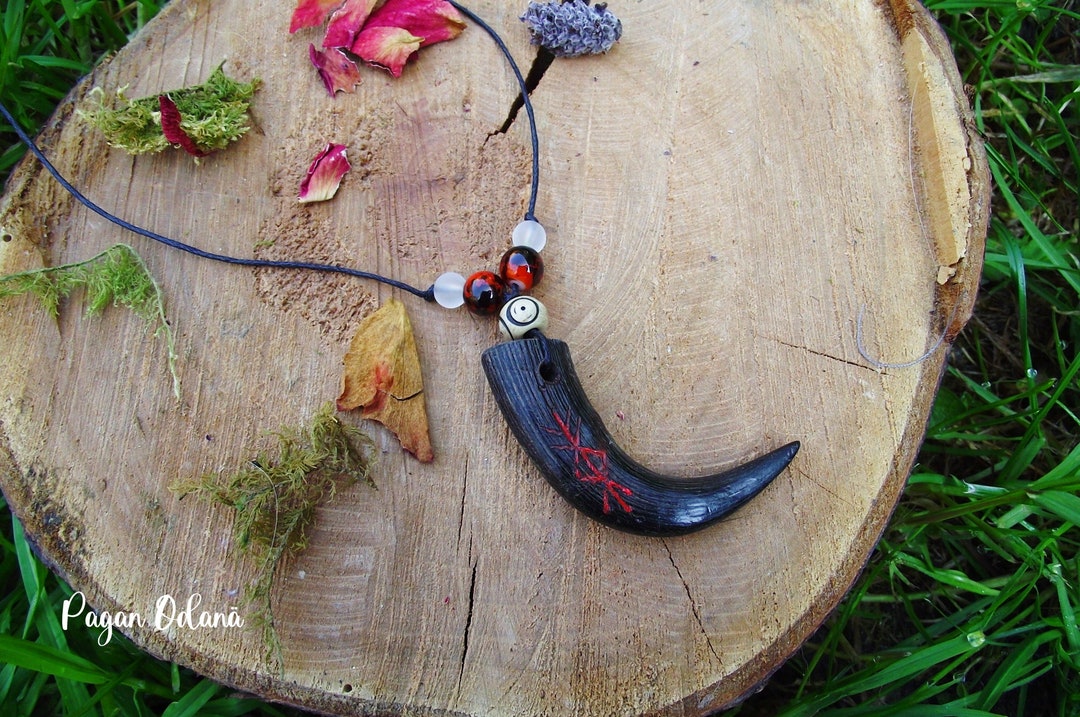 Chamois's Horn Necklace Shaman Necklace Norse , Bindrune Woodland Elven ...