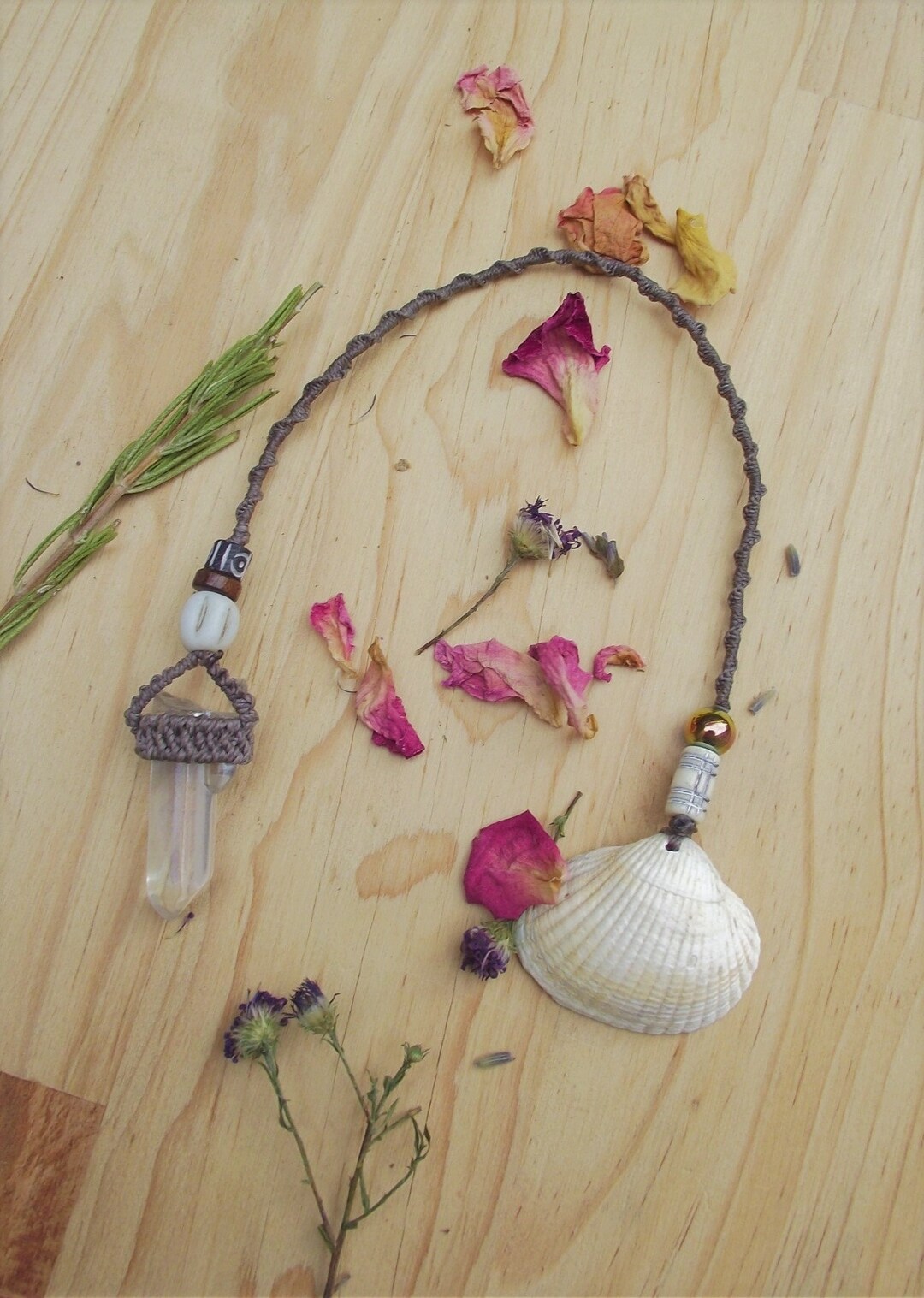 Crystal and Shell Pendulum Mermaid, Divination Natural Magic Elven ...