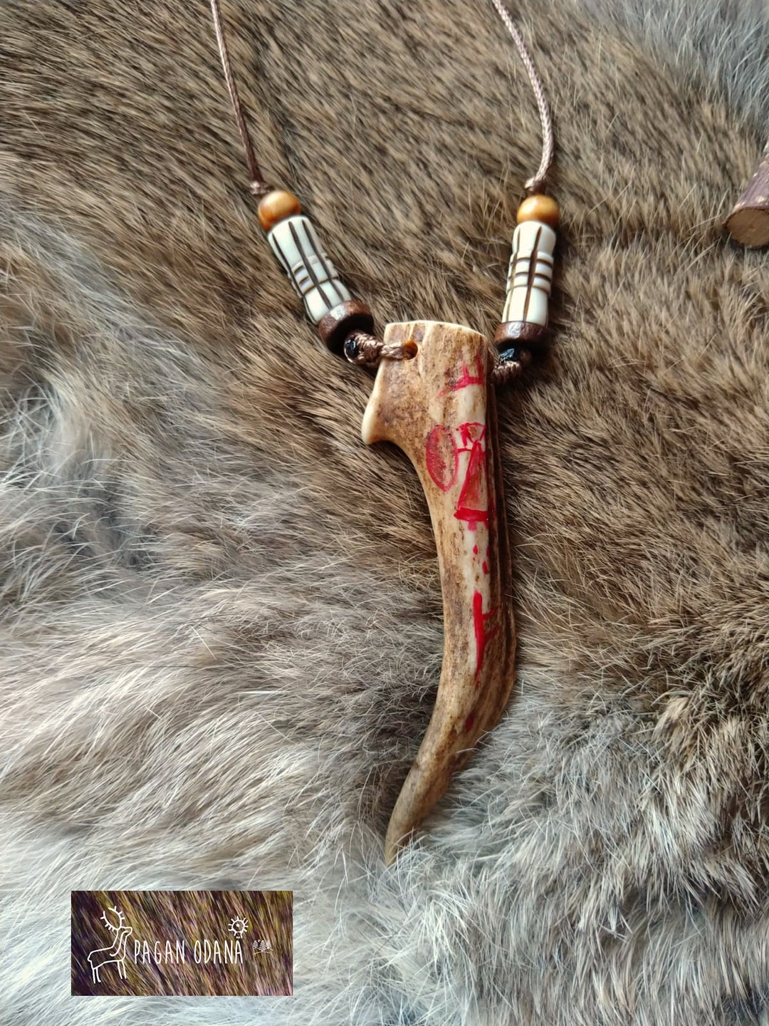 Deer Antler Goddess Freya Necklace, Norse, Rune Fehu, Unique, Ethical ...