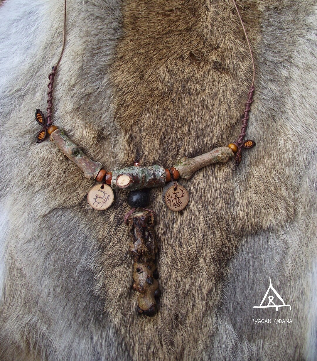 Sami Goddess Necklace Ash and Rowan Wood, Pagan, Natural Jewelry,ethnic ...