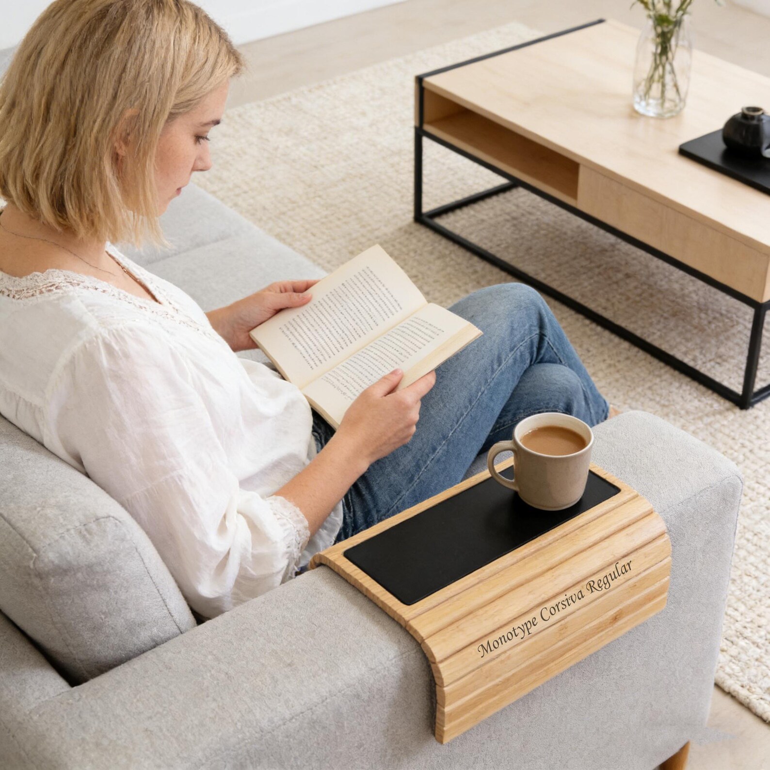 Custom Bamboo Sofa Armrest Tray, Foldable Couch Armrest Organizer, Non ...