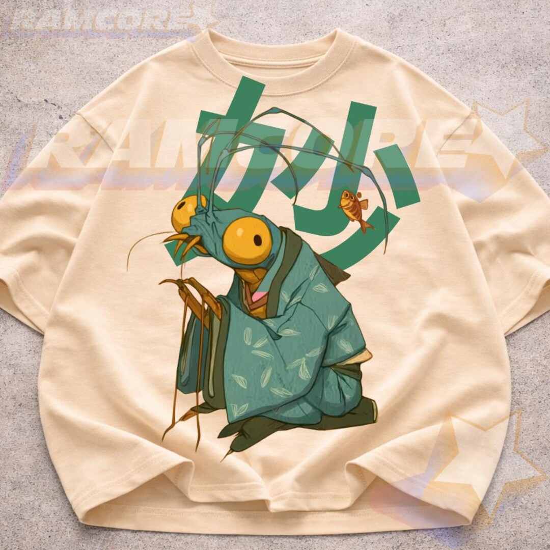 Japanese Yokai Shrimp Monk T Shirt Streetwear Oversized Graphic Tee ...