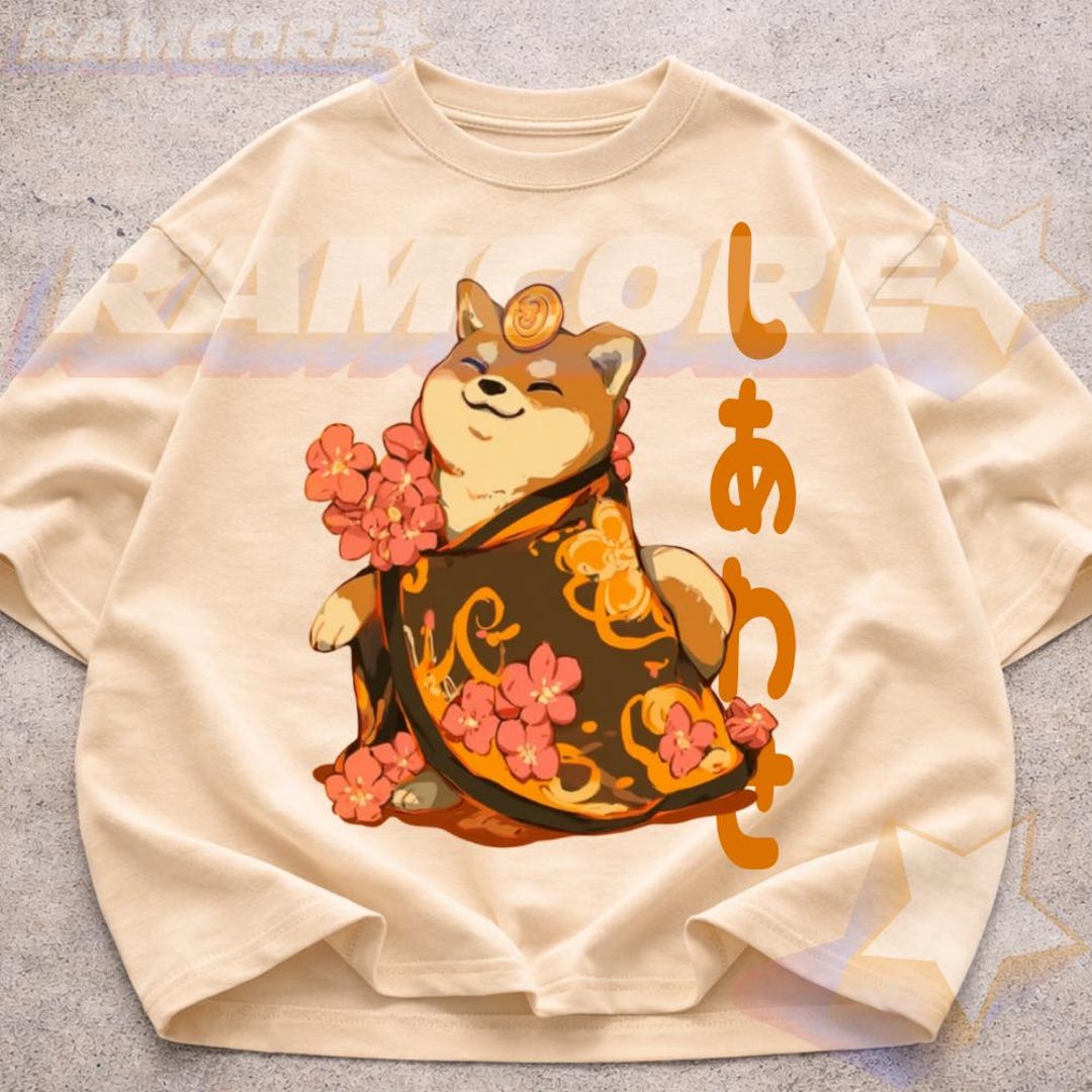 Lucky Shiba Inu Japanese Art T-shirt Cute Kimono Dog Illustration ...