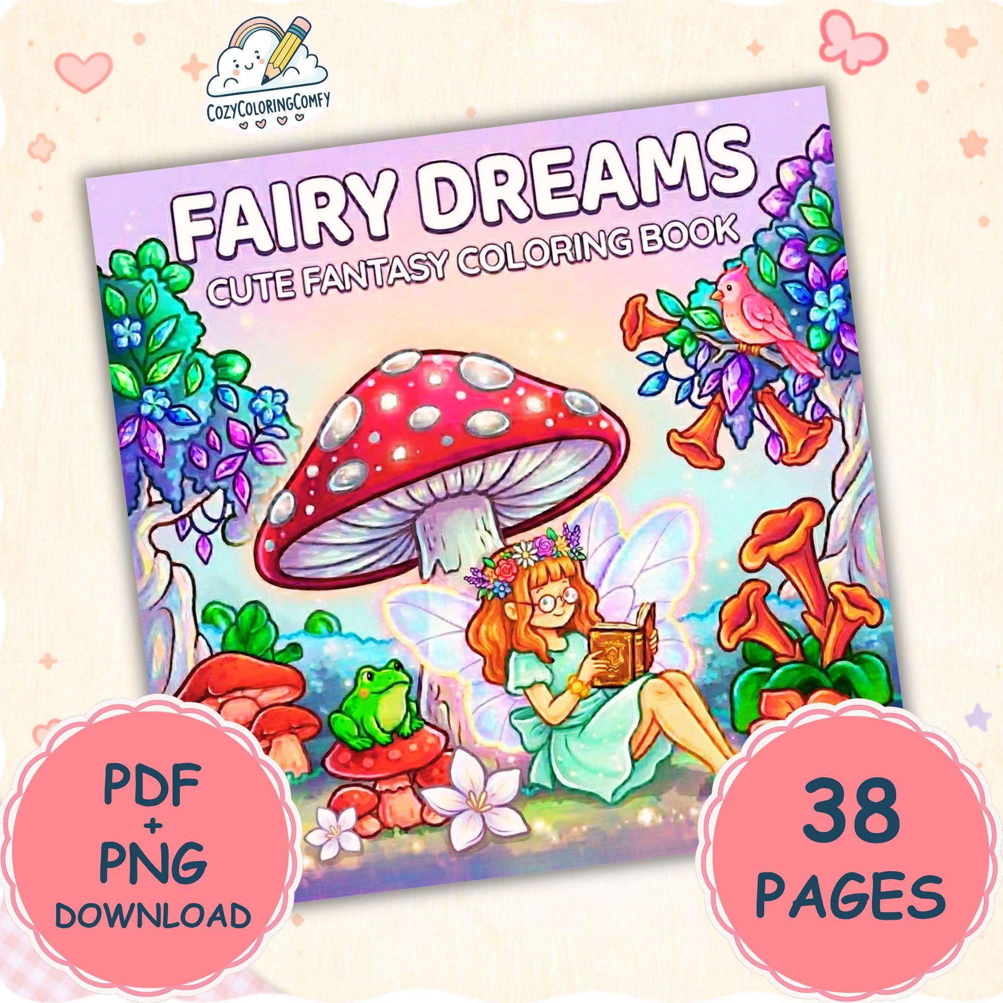 Fairy Dreams Coloring Book – 38 Bold Fantasy Pages (PDF PNG Download ...