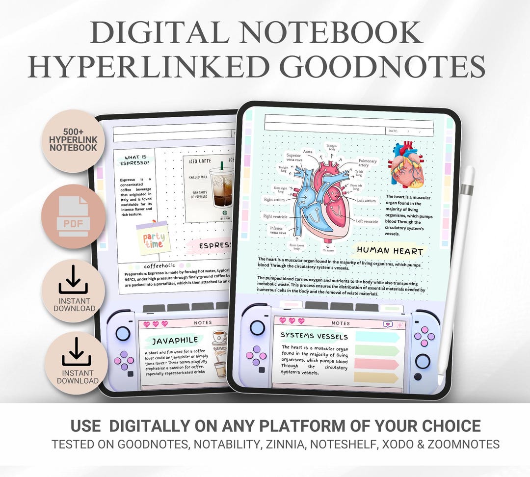 Hyperlinked Digital Notebook, Tabbed Planner for Goodnotes, Notability ...