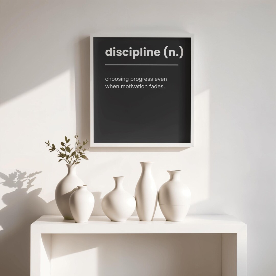 Discipline Definition Print | Minimalist Motivation Wall Art | Black ...