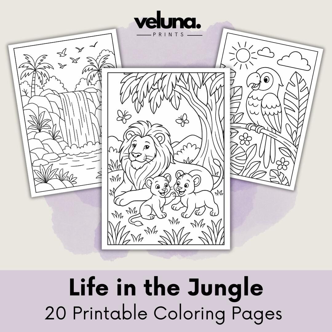 Life in the Jungle Coloring Pages – 20 Jungle Animal Coloring Sheets ...
