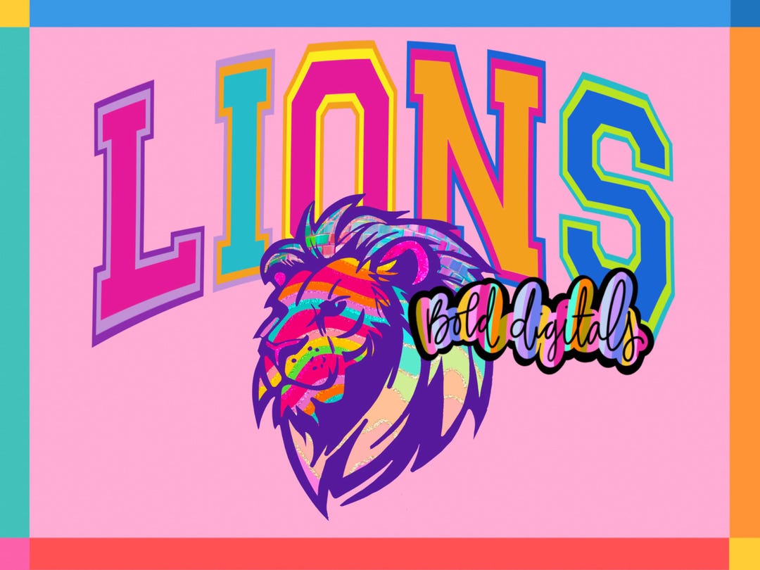 Lions School Mascot PNG, Sublimation Design (digital Download 300 DPI ...