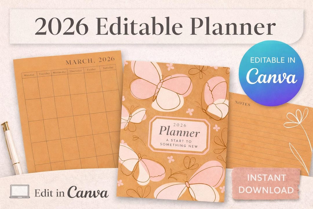 2026 Digital Planner | Editable in Canva | Yearly Planner Template ...