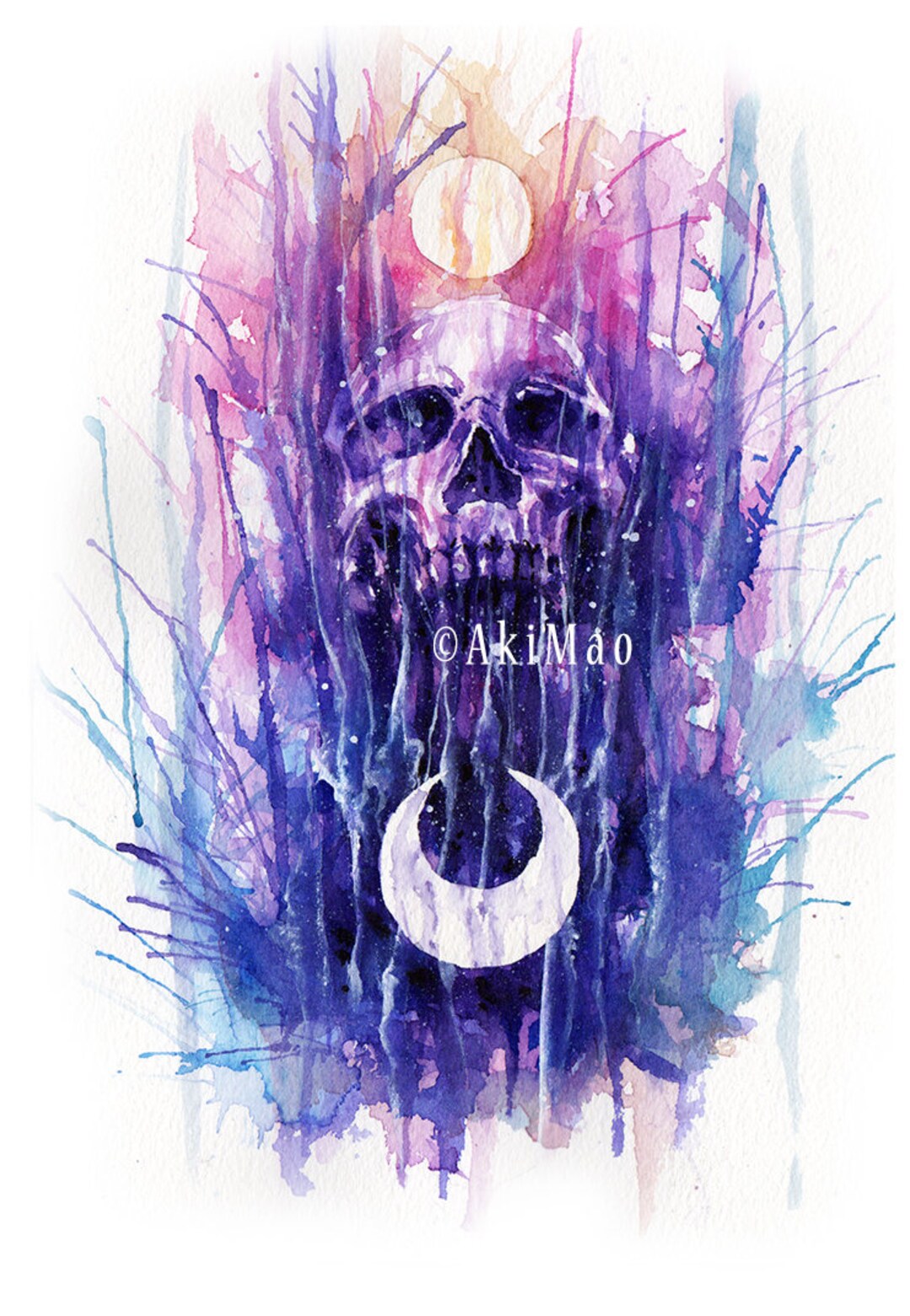 Watercolor on Paper "the Sun, the Moon" NO FRAME - Etsy