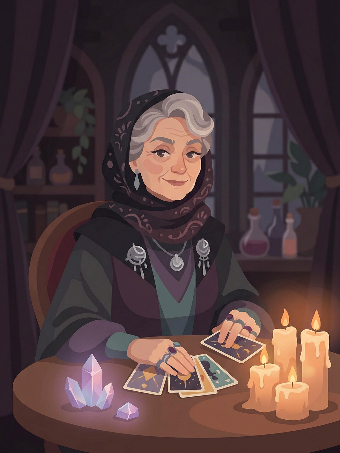 Custom Witch Grandmother Illustration for Authors, Gothic Book ...