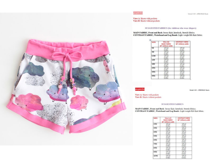 Girl Baby Girl Shorts sewing pattern Pdf SPRINKLE Jersey Knit | Etsy