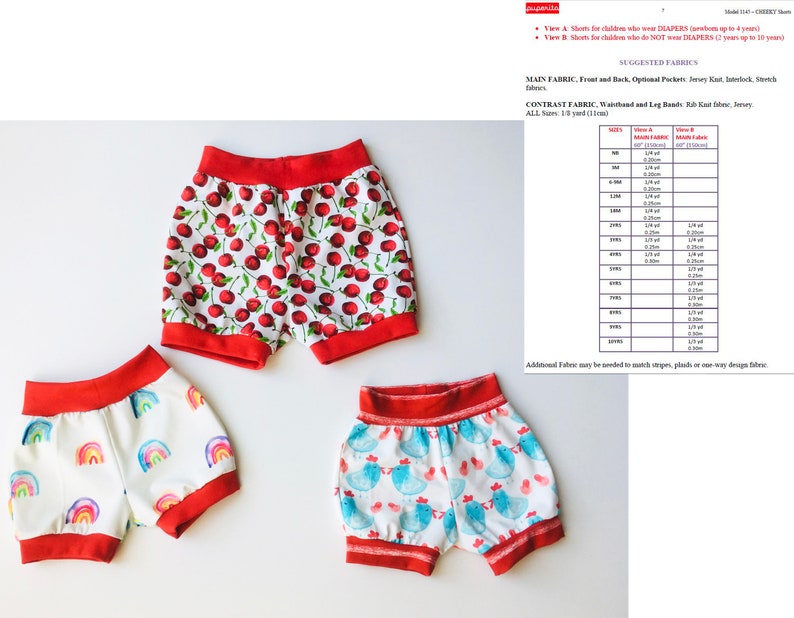 CHEEKY Boy Girl Shorts pattern sewing Pdf Children Toddler | Etsy