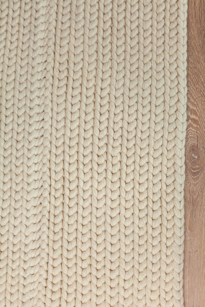 Rug Crochet Rug Mat Chunky Cream Pure Wool Rug Wool Rug Cream Rug Wool ...