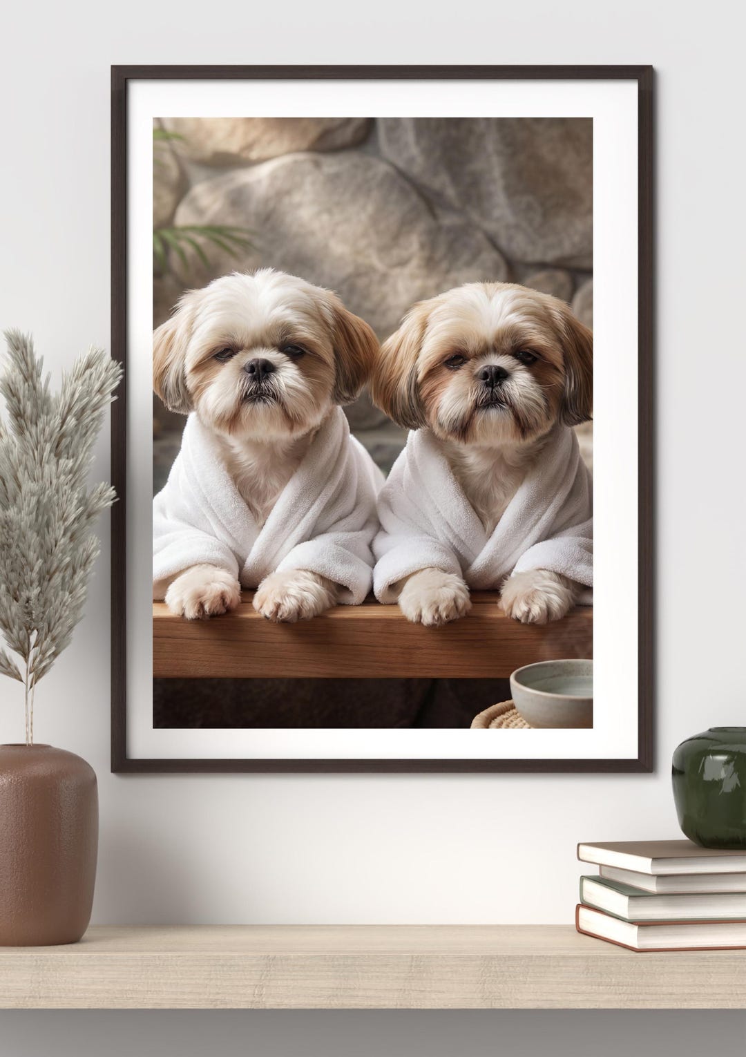 Shih Tzu Spa Wall Art Print • Luxury Dog Artwork • Calm Neutral Pet ...