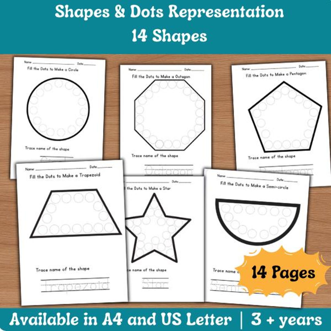 14 Essential Shapes | Dot-to-dot Outline & Tracing Bundle - Etsy Australia