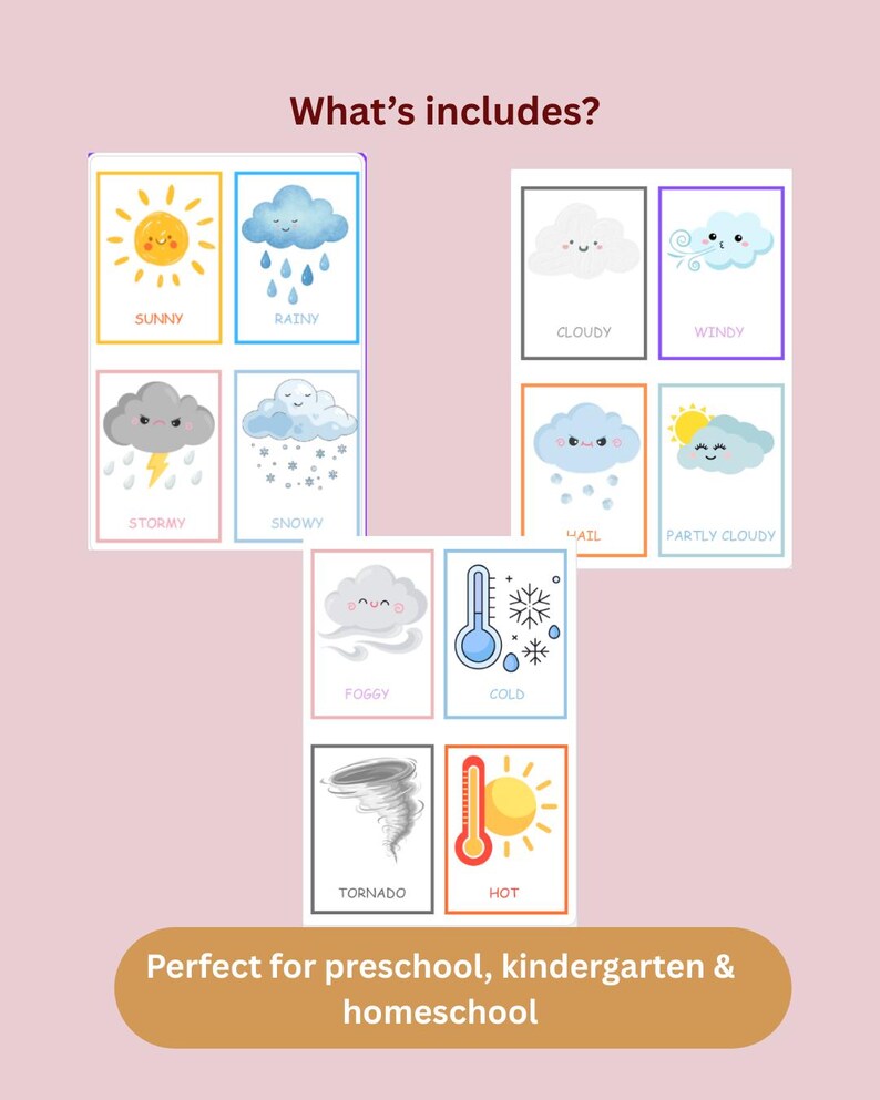 Montessori Weather Flashcards for Kids | Nature Study and Science ...